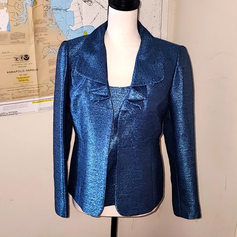 "Kasper" Blue/Black Metallic Tank/Jacket Set 6p - Gem